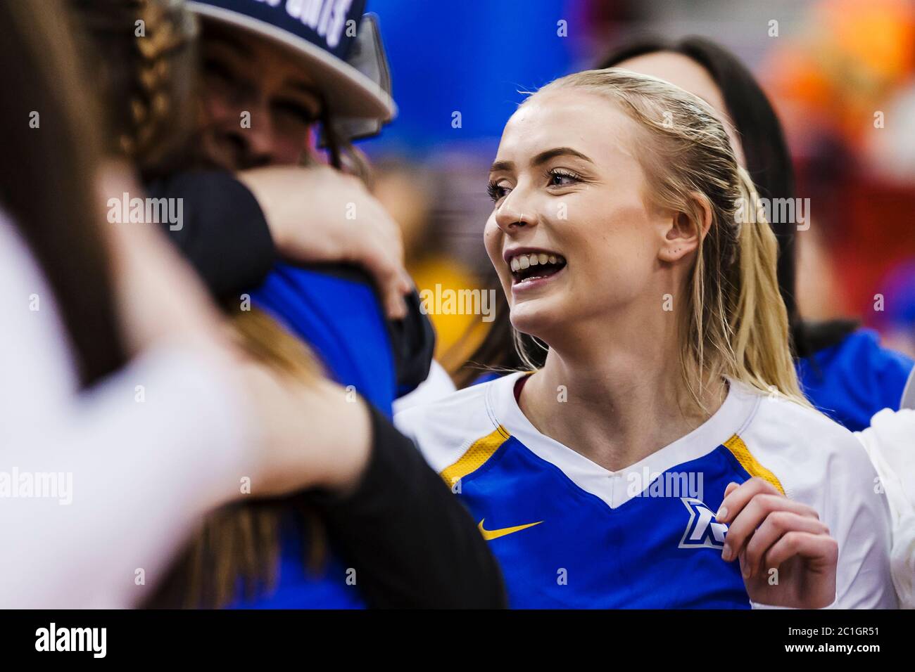 Volleyball woman players Ryerson Rams - victory, champions, joy Stock ...