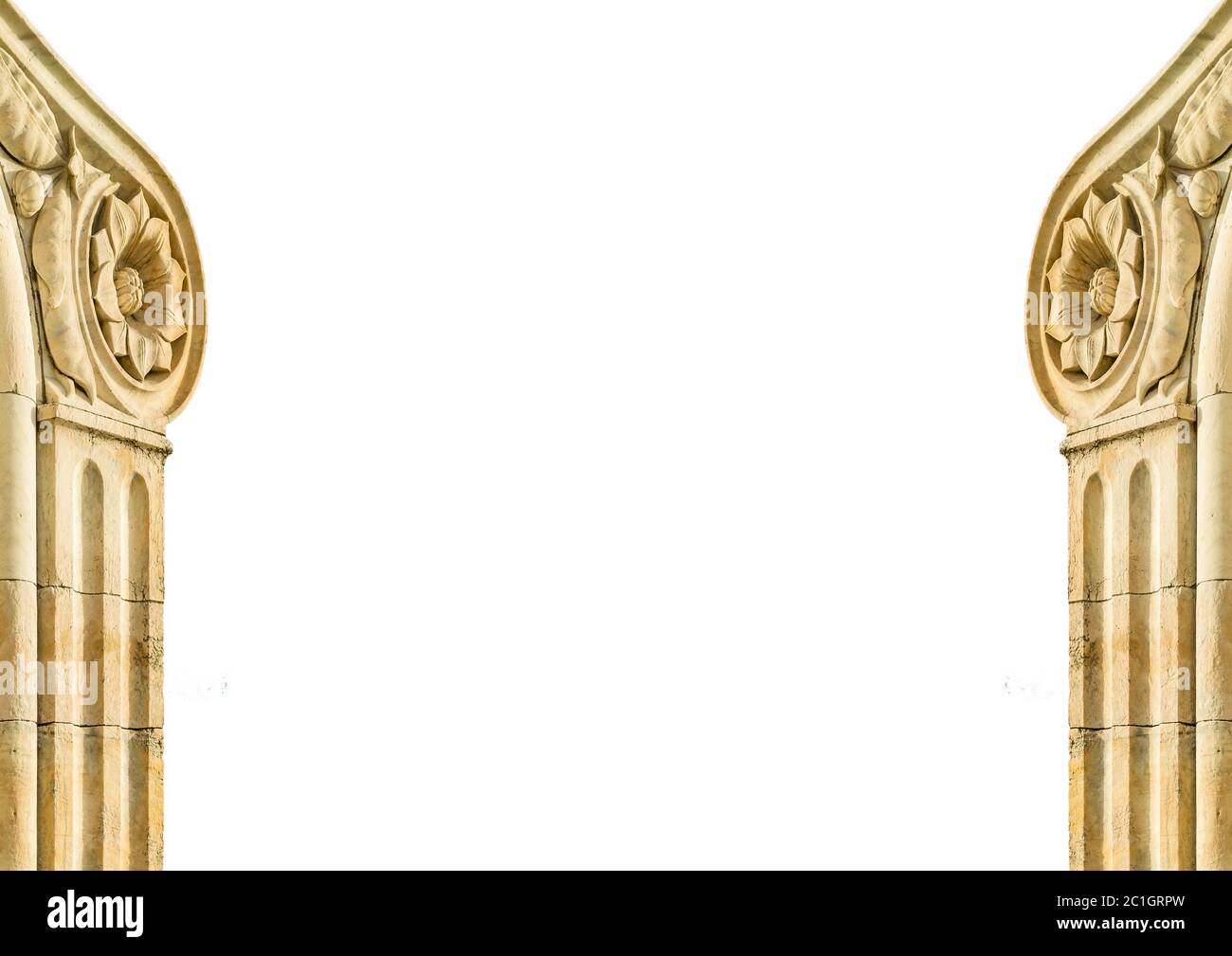 White Landscape Frame with Ornate Column Borders Stock Photo - Alamy