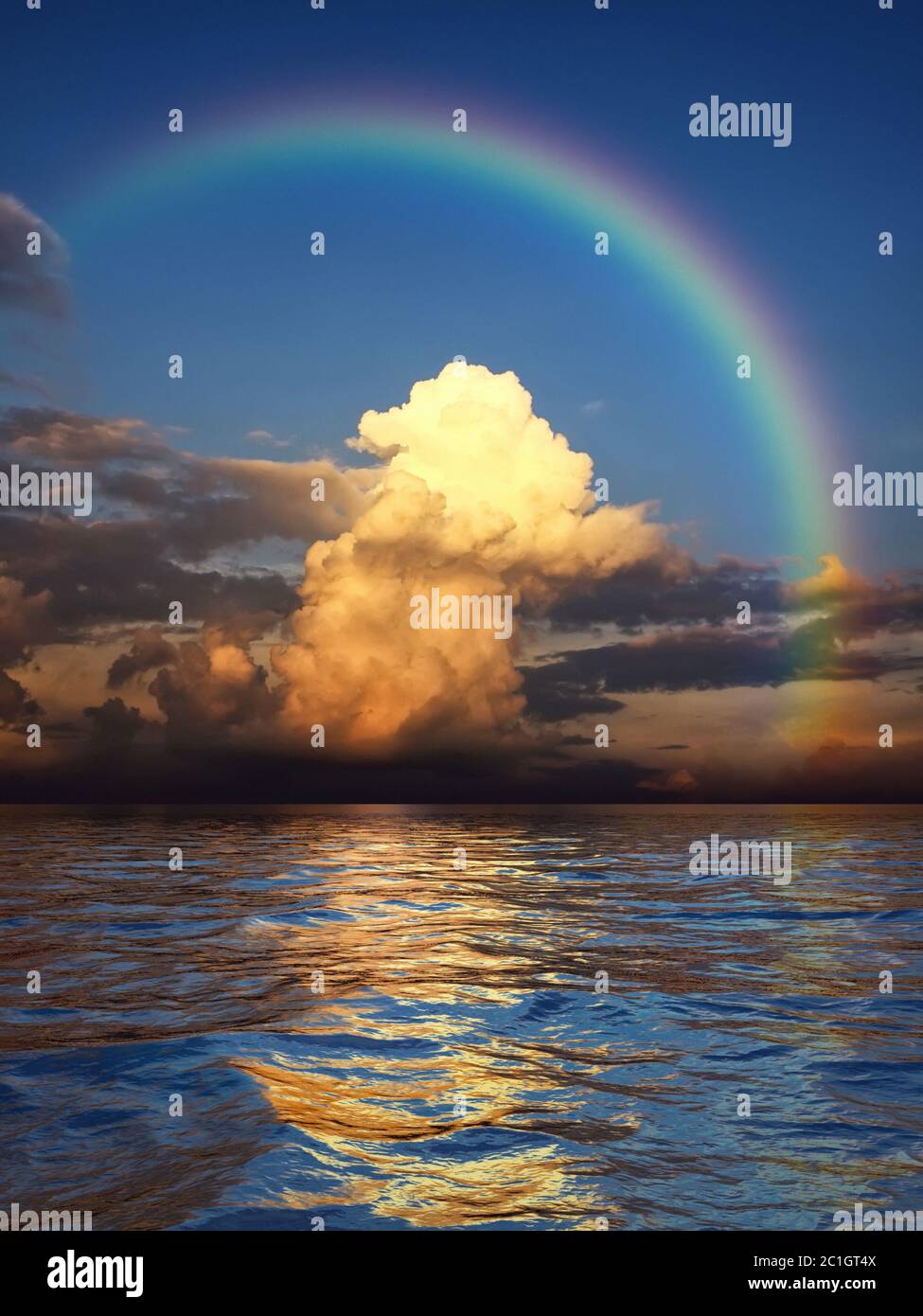 rainbow over the ocean Stock Photo - Alamy