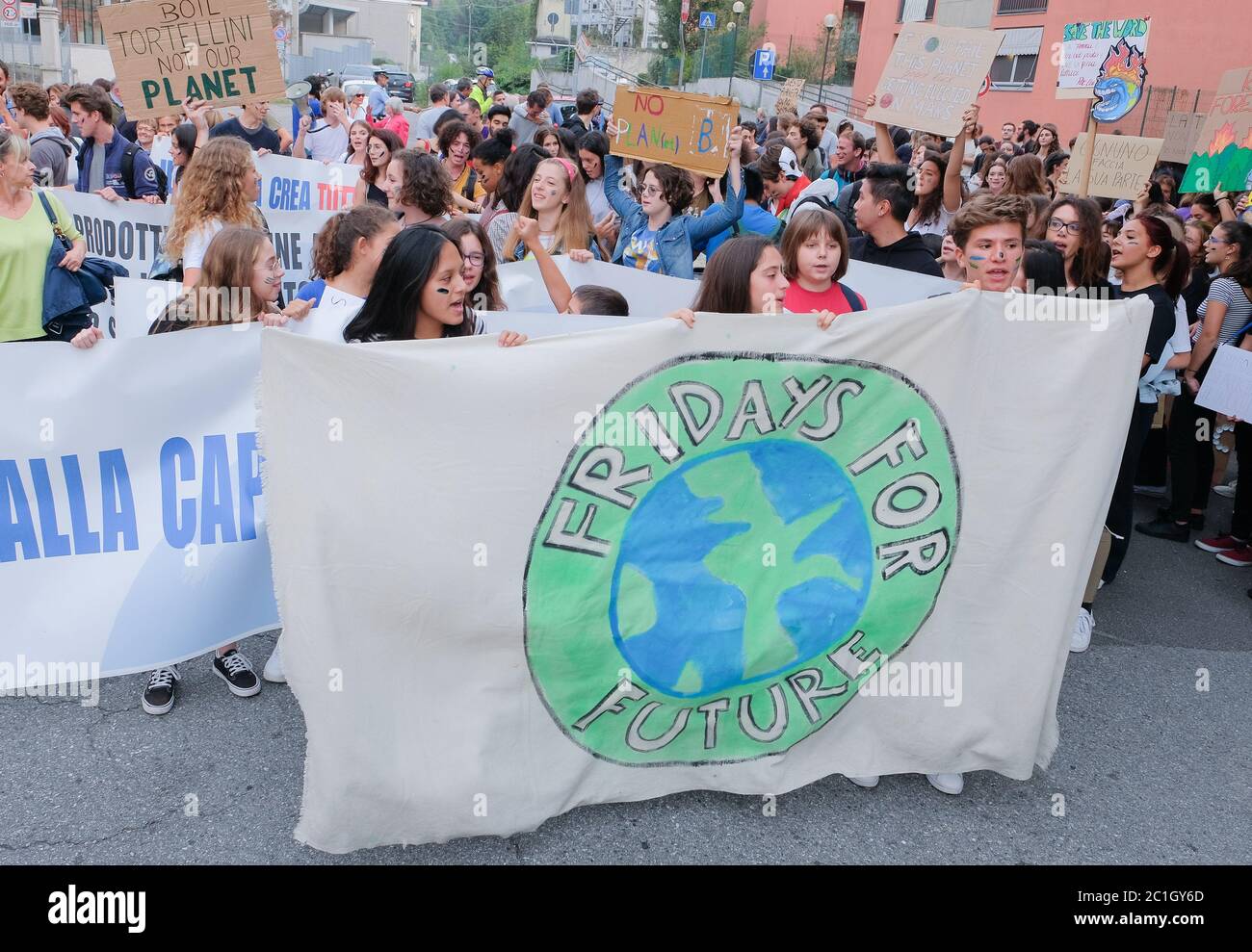 Italy, Como 05/24/2019, young people protest during environmental ...