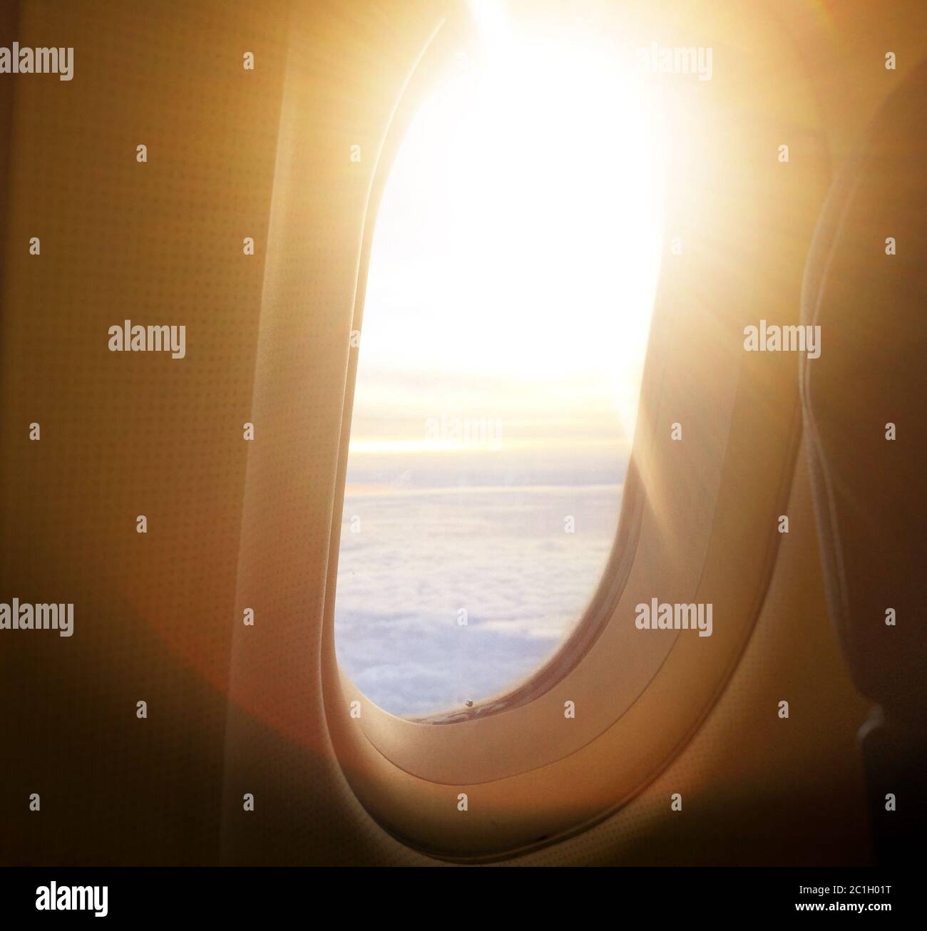 Airplane window view inside an aircraft Stock Photo - Alamy