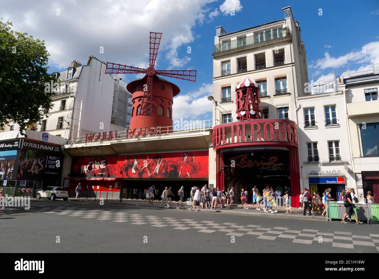 Red Windmill Of The Moulin Rouge Pigalle Montmartre Paris France Stock ...