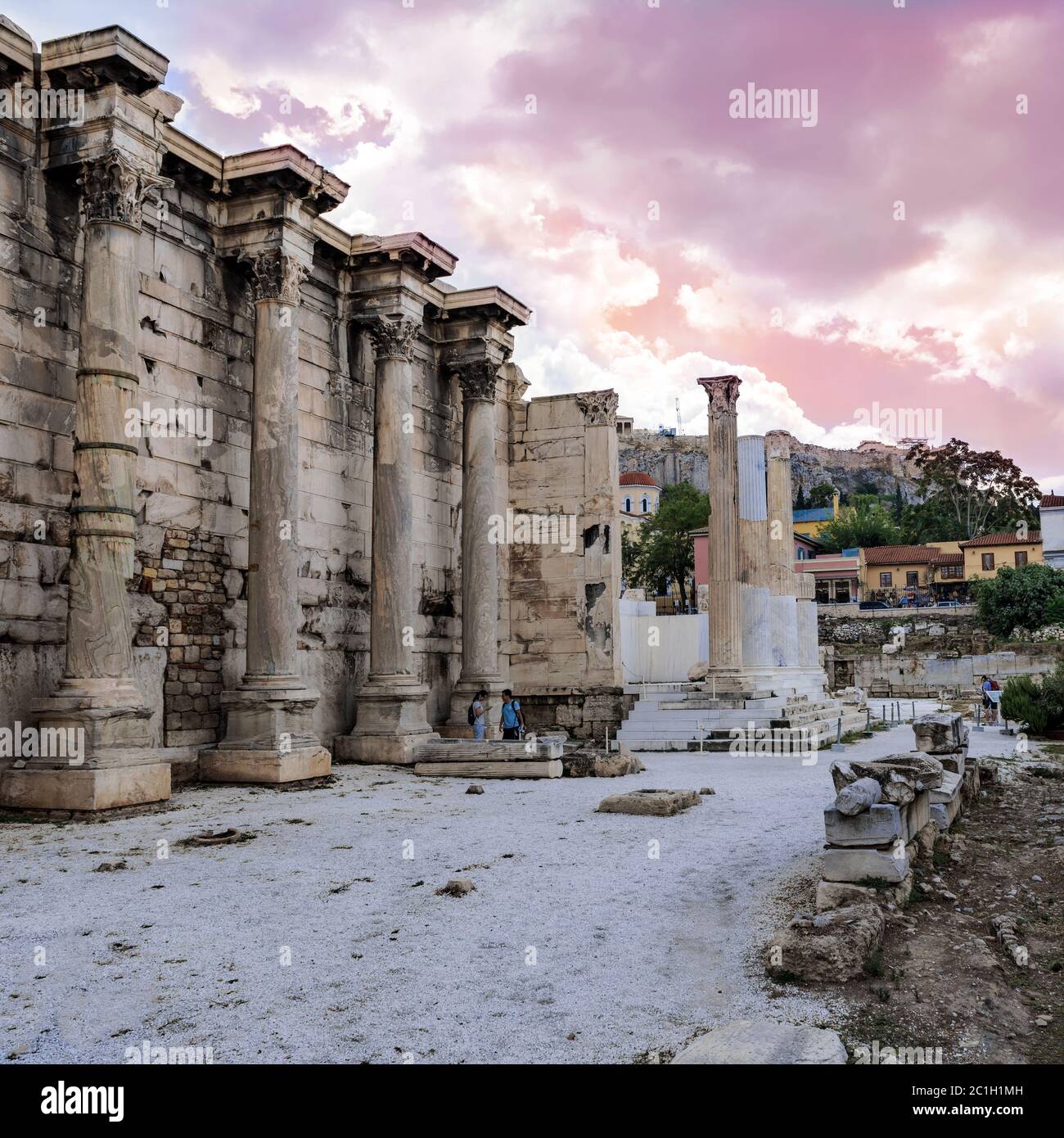 Athens, Greece - Sept 8, 2014: Tourists visiting ruins of Hadrian's ...