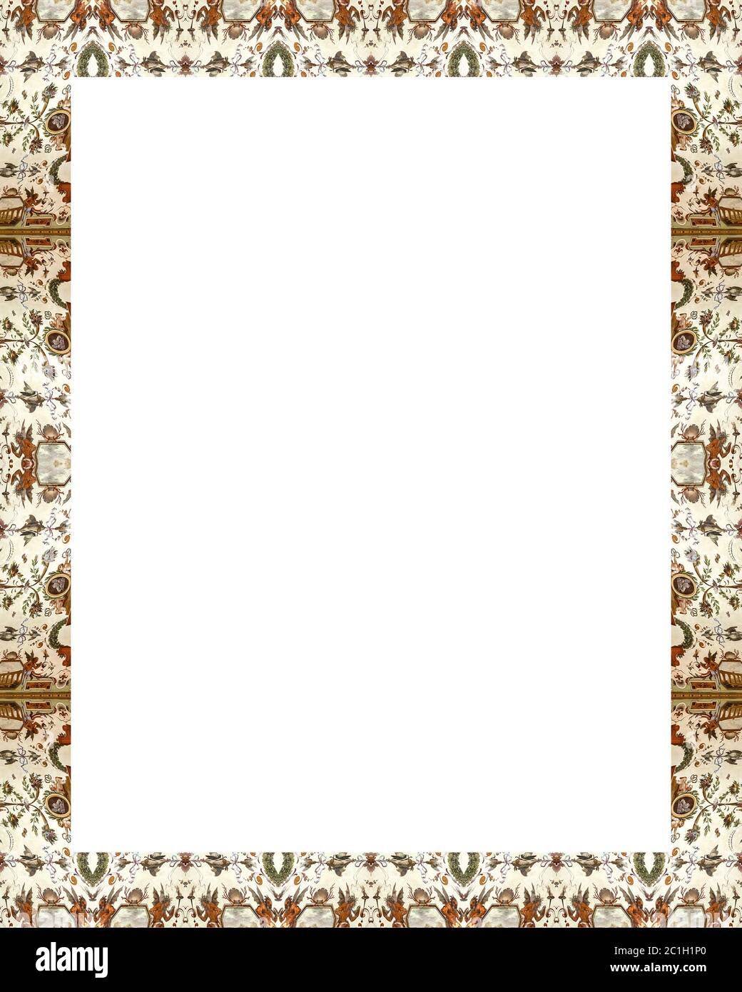 White Frame with Decorated Borders Stock Photo - Alamy