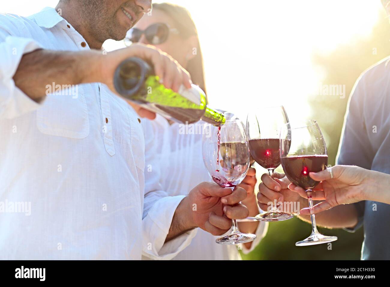 People at wine outdoor party Stock Photo - Alamy