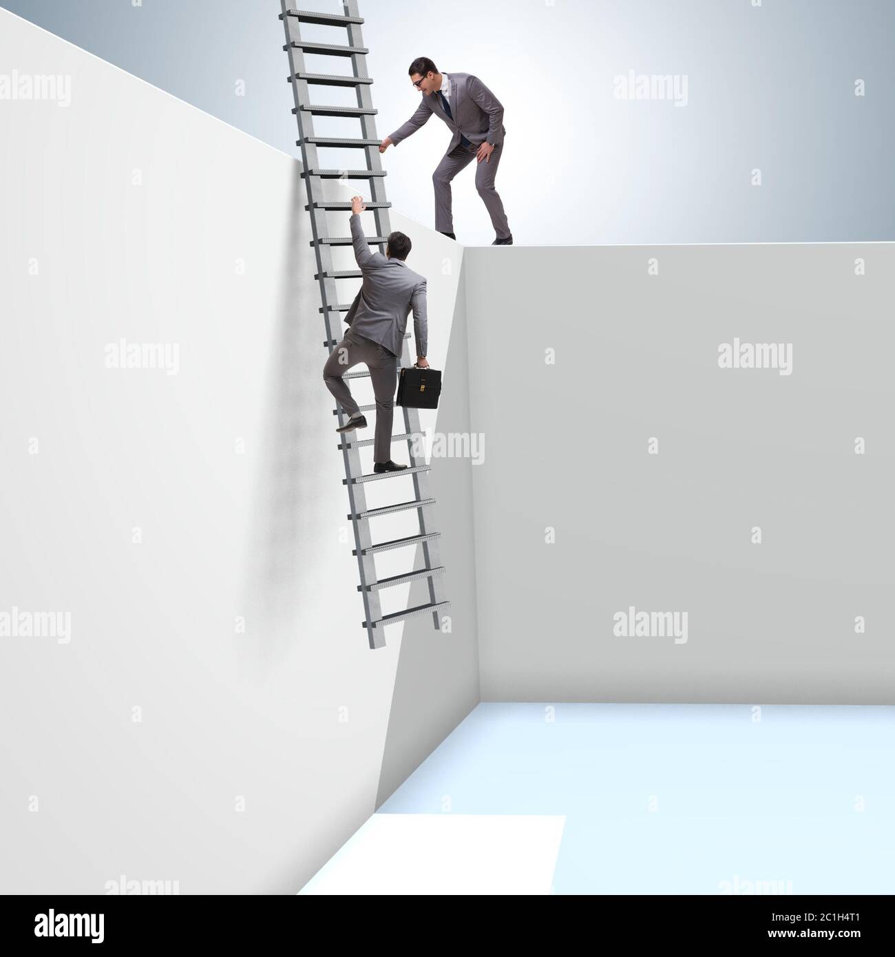 Businessman helping colleague to escape from problems Stock Photo - Alamy