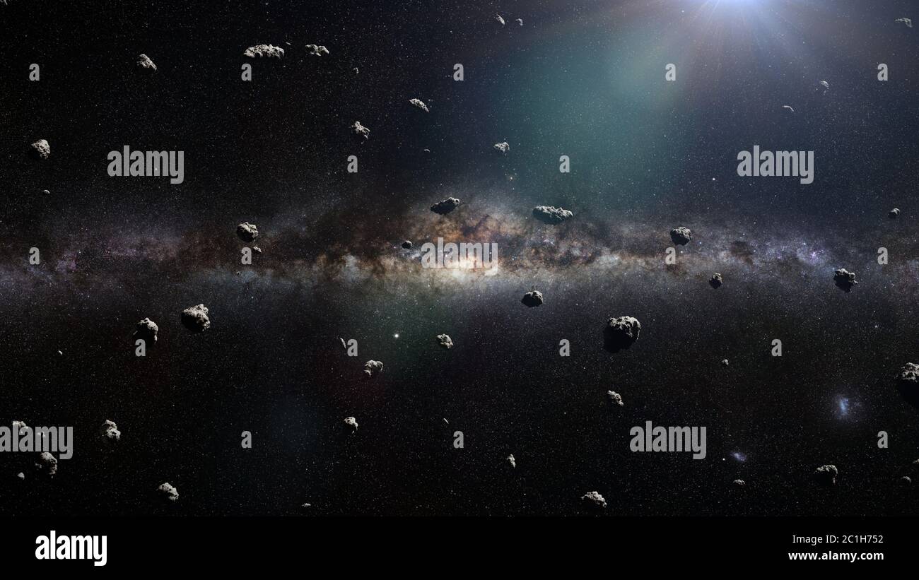 asteroid belt, debris in the solar system Stock Photo - Alamy