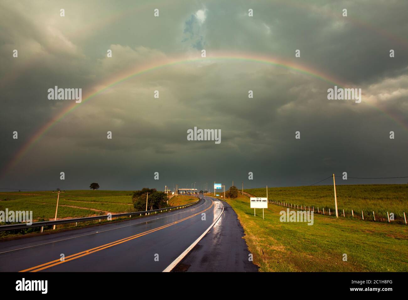 Dark Clouds After Thunderstorm Rainbow High Resolution Stock ...