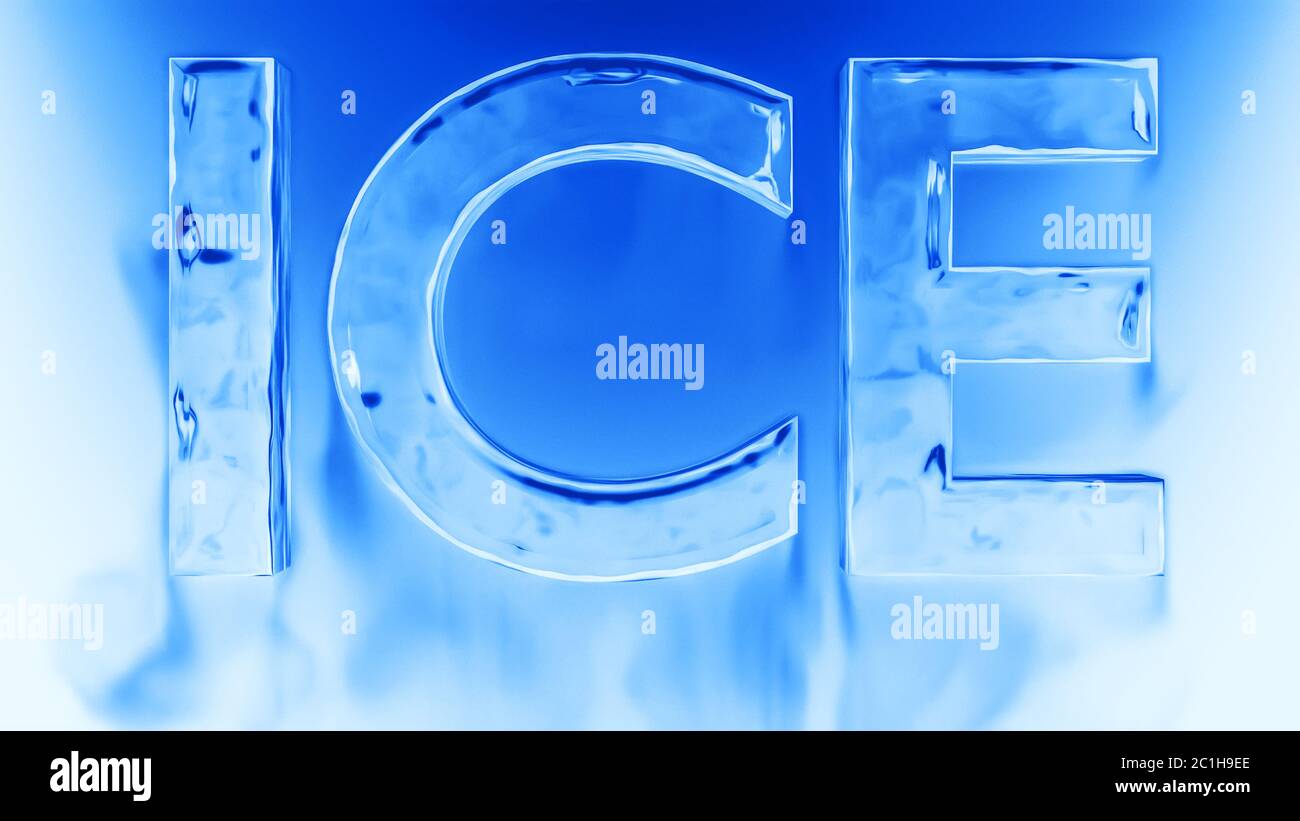 ice cold word ice with falling smoke Stock Photo - Alamy
