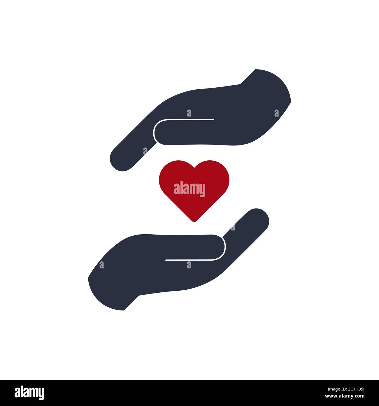 heart between hands icon, keep love, love protection concept. Stock ...
