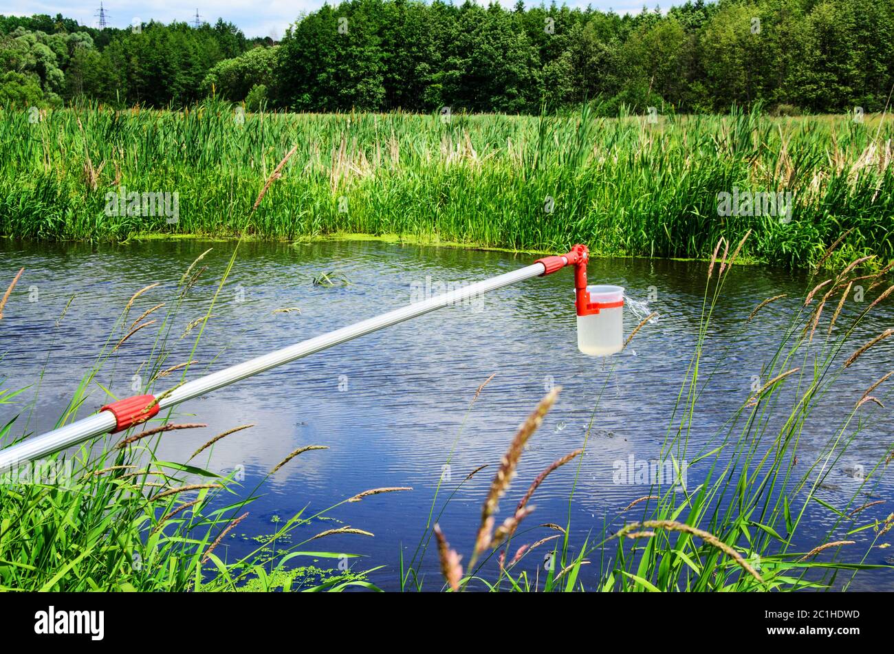 Take samples of water for laboratory testing. The concept - analysis of ...