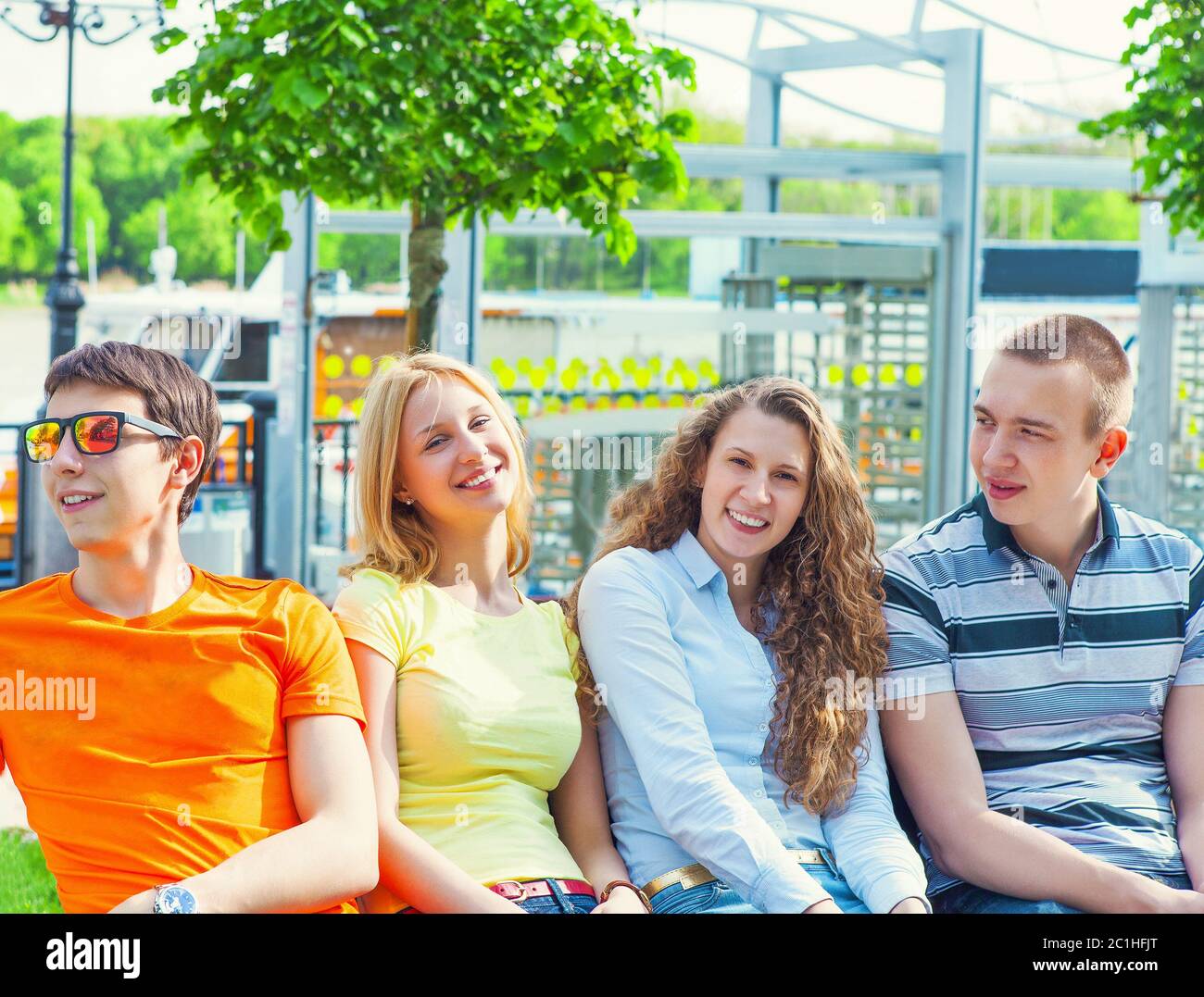 Group portrait of young college students Stock Photo - Alamy