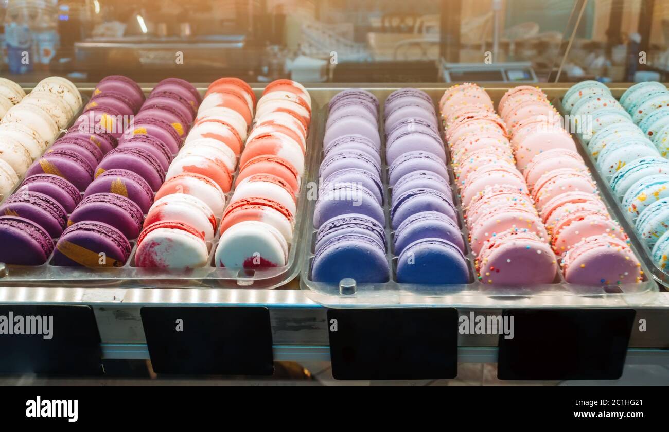 Colored cookies French macaroons series, tasty variety Stock Photo - Alamy