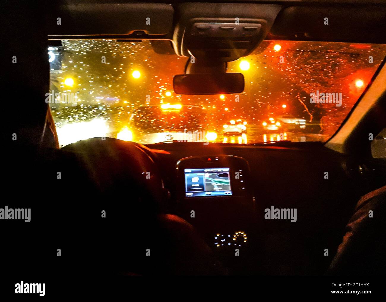 Inside Car Traffic Night Scene Stock Photo - Alamy