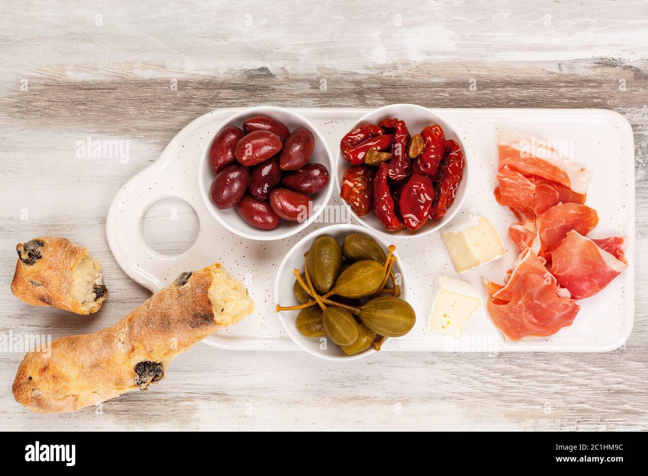 Delicious italian appetizer tapas from above Stock Photo - Alamy