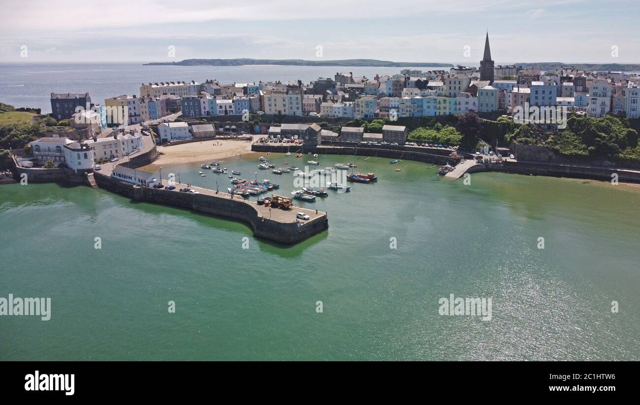 Harbour beach tenby aerial hi-res stock photography and images - Alamy