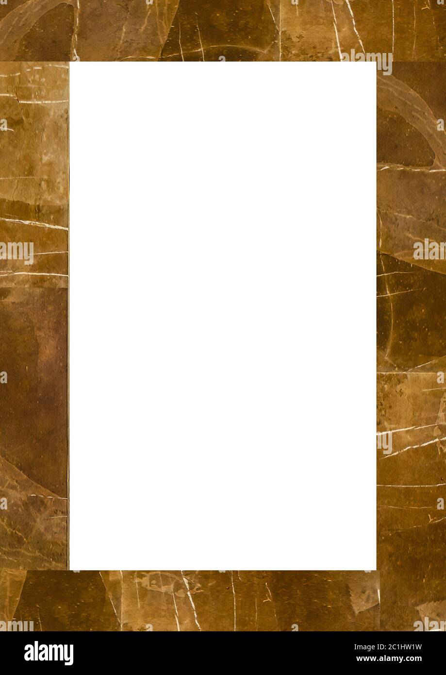 White Landscape Frame with Brown Marble Borders Stock Photo - Alamy