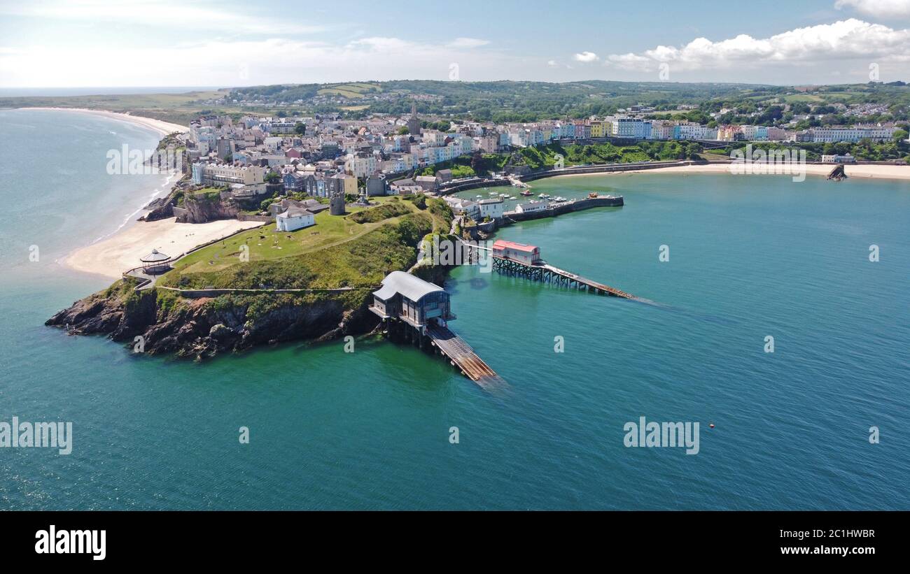 Harbour beach tenby aerial hi-res stock photography and images - Alamy