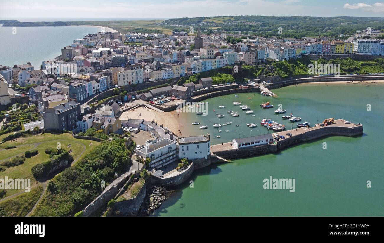 Harbour beach tenby aerial hi-res stock photography and images - Alamy