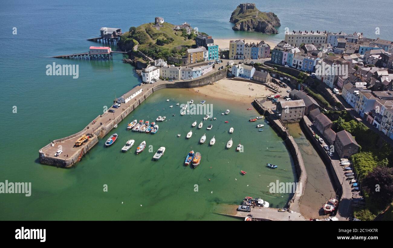 Aerial view of Tenby Pembrokeshire Wales UK Stock Photo - Alamy