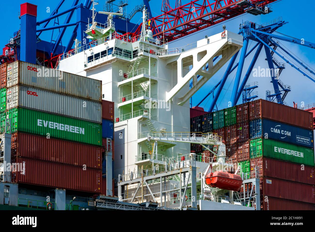 Command bridge on the container ship Stock Photo - Alamy