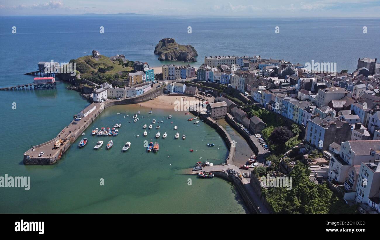 Aerial view of Tenby Pembrokeshire Wales UK Stock Photo - Alamy