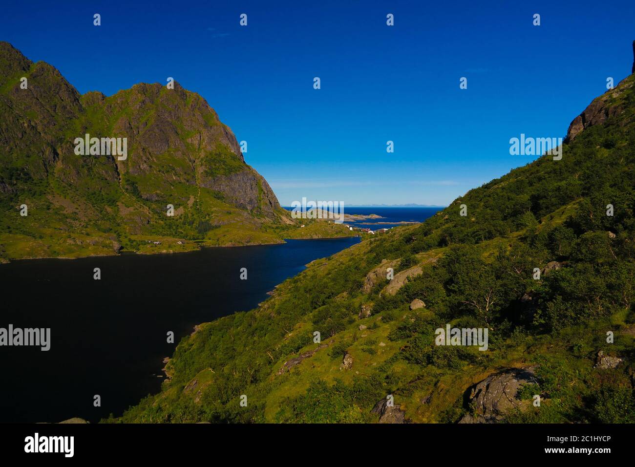 Landscape with Agvatnet lake near A village, Moskenesoya, Lofoten ...