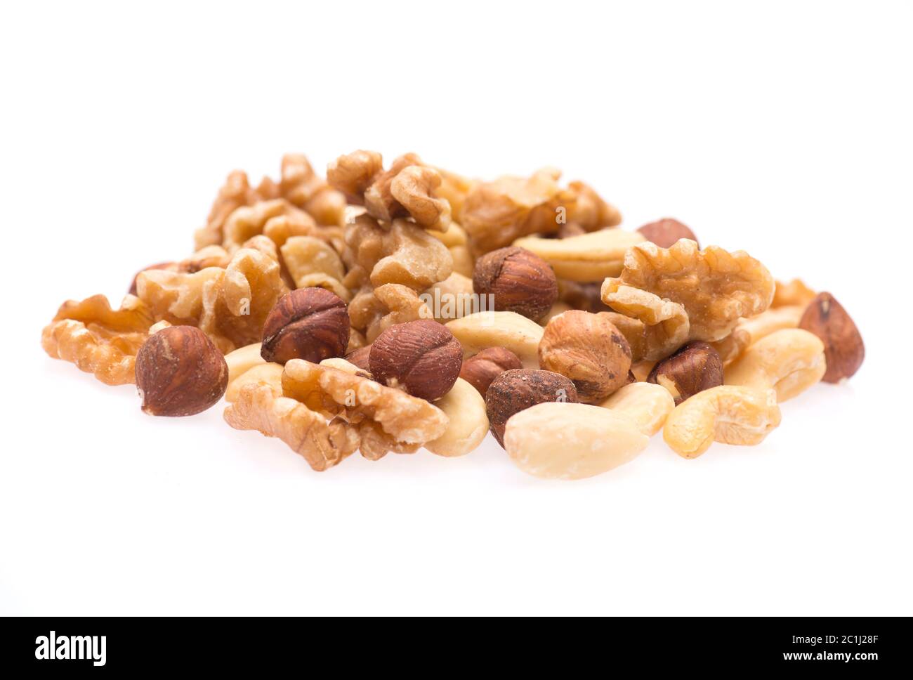 Mix of nuts isolated on a white background Stock Photo - Alamy