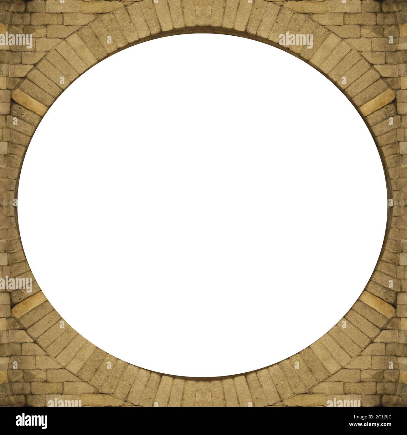 Circle Frame Background with Brick Wall Borders Stock Photo - Alamy