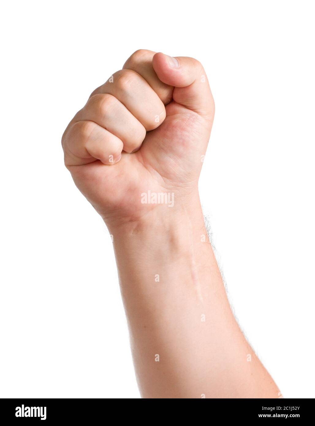 Male clenched fist, isolated on a white background Stock Photo - Alamy