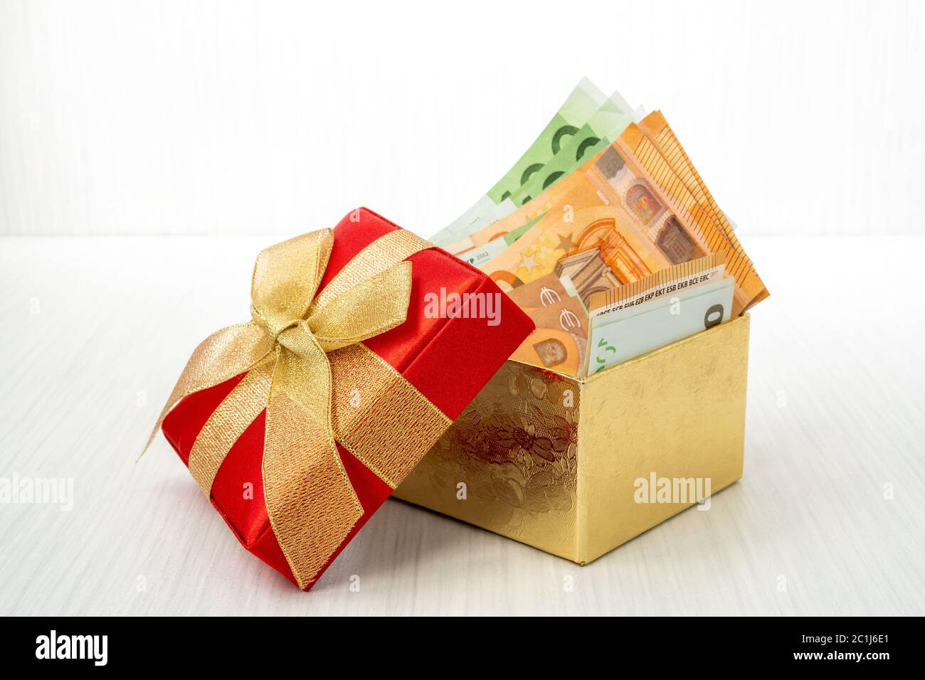 Euro currency inside the gift box Stock Photo - Alamy