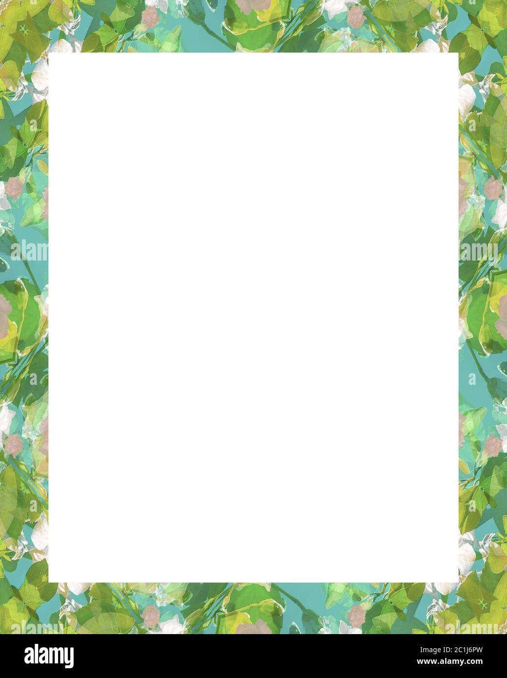 White Landscape Frame with Decorated Borders Stock Photo - Alamy