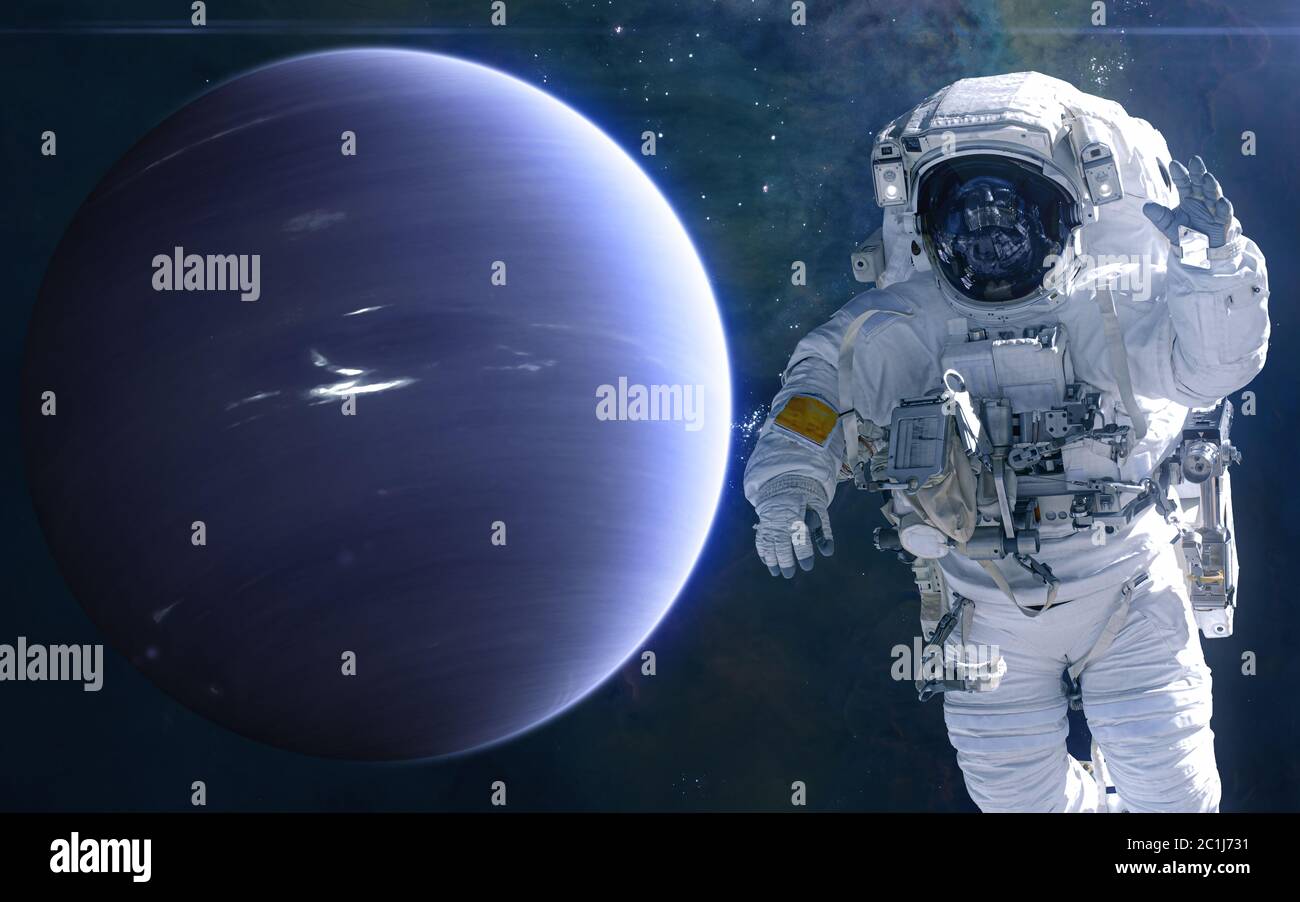 Neptune and astronaut. Solar system. Science fiction Stock Photo - Alamy