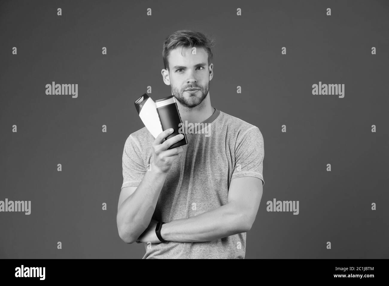 anti dander medical heal. he use shampoo. man healthy hair without ...