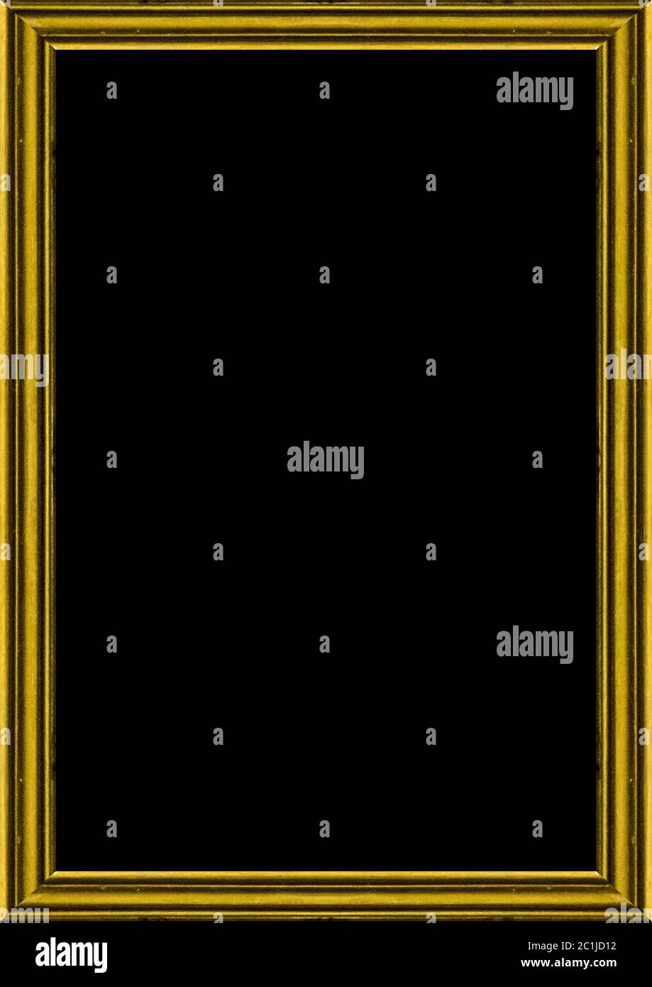 Black Portrait Frame with Golden Edges Stock Photo - Alamy