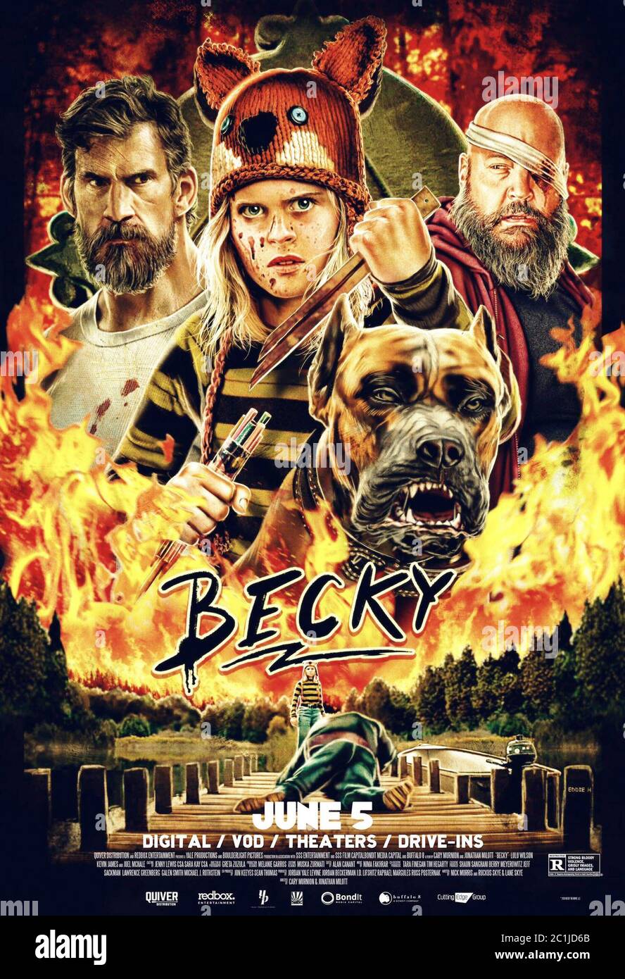 BECKY, US poster, top from left: Robert Maillet, Lulu Wilson, Kevin James; bottom: Lulu Wilson ...