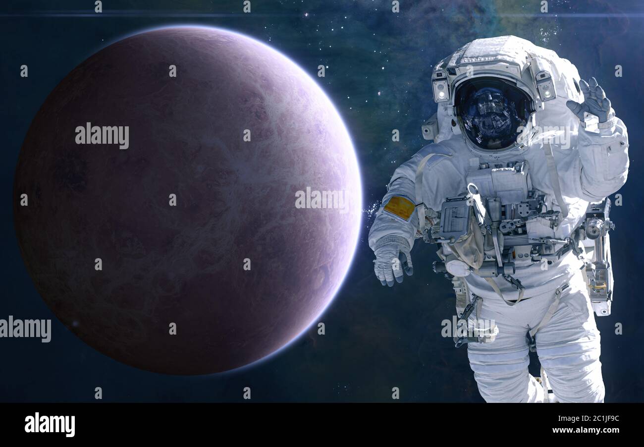 Venus and astronaut. Solar system. Science fiction Stock Photo - Alamy