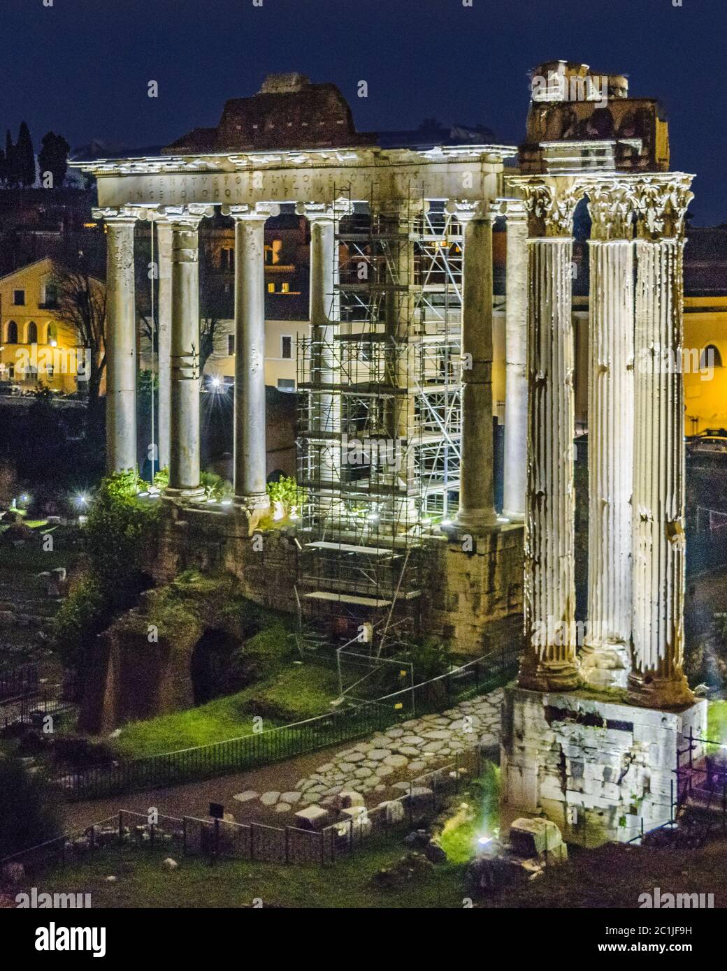Roman Forum Night Scene Stock Photo - Alamy
