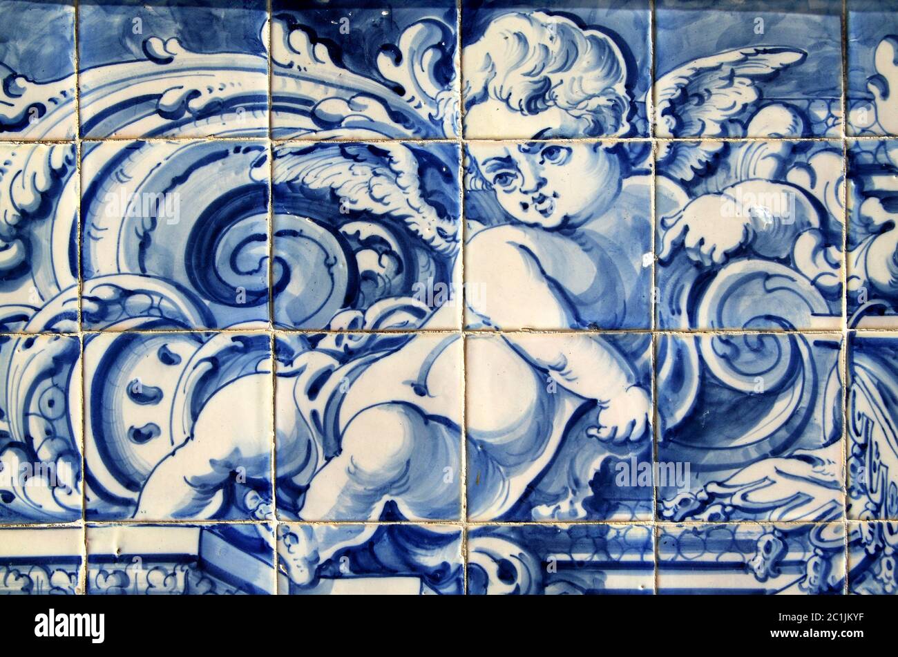 Portugal Typical old Portuguese "azulejos" - blue and white ceramic ...