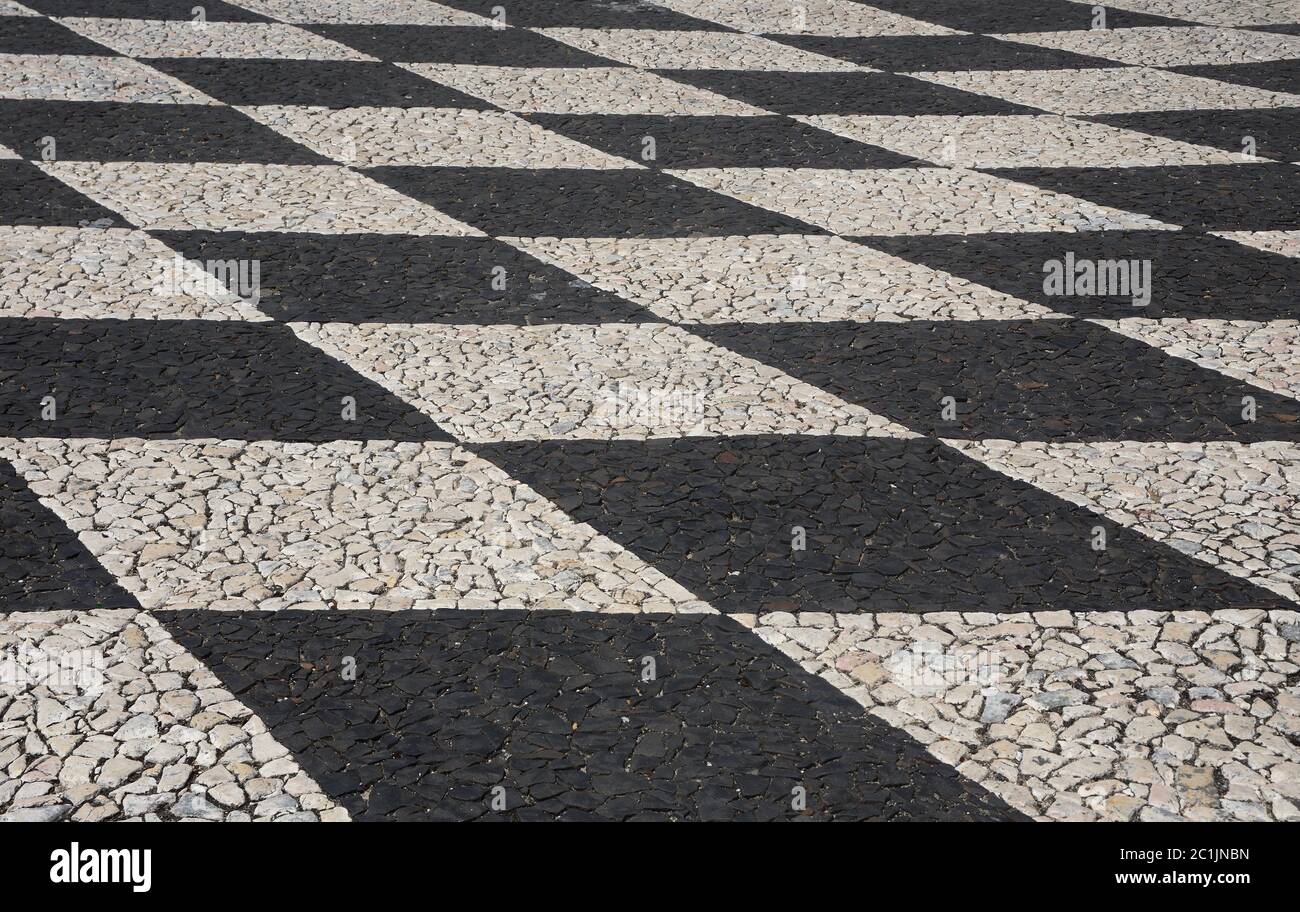 Tomar, Portugal Typical black and white Portuguese mosaic cobble stone ...