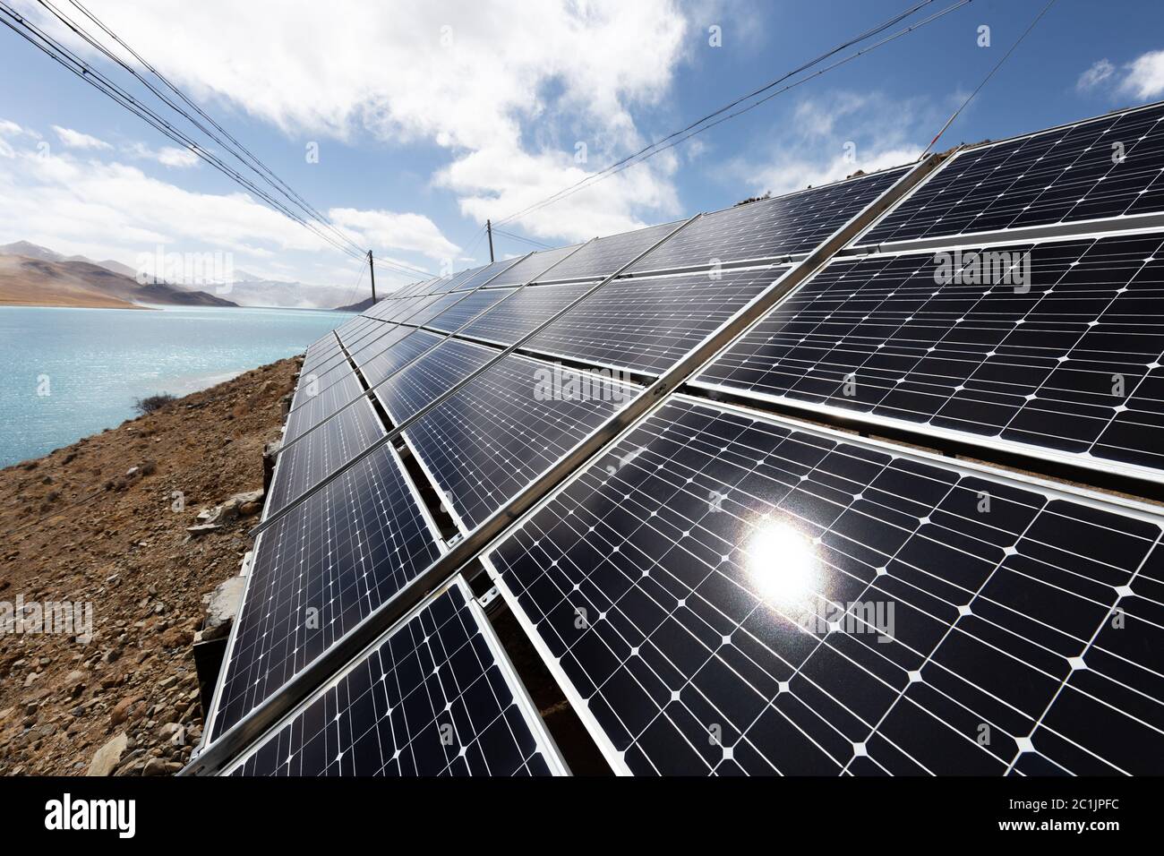 solar energy with blue sky in tibet Stock Photo - Alamy