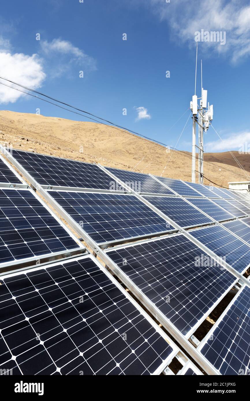 solar energy with blue sky in tibet Stock Photo - Alamy