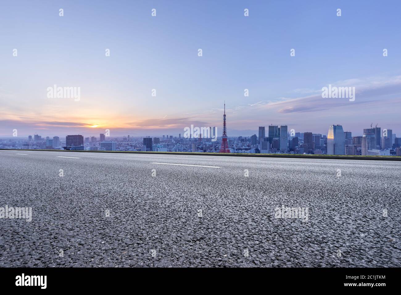 empty asphalt road with city skyline in japan Stock Photo - Alamy