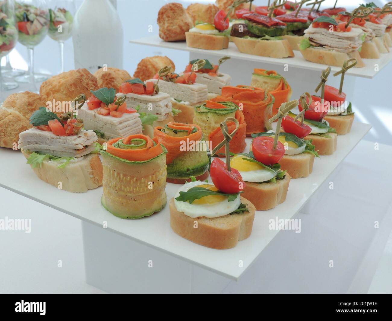 Set of appetizers on white background closeup stock image Stock Photo ...