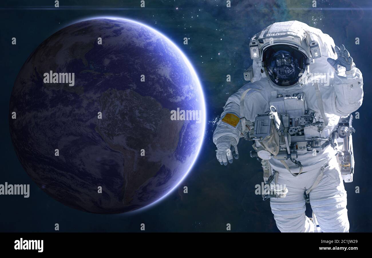 Earth and astronaut. Solar system. Science fiction Stock Photo - Alamy