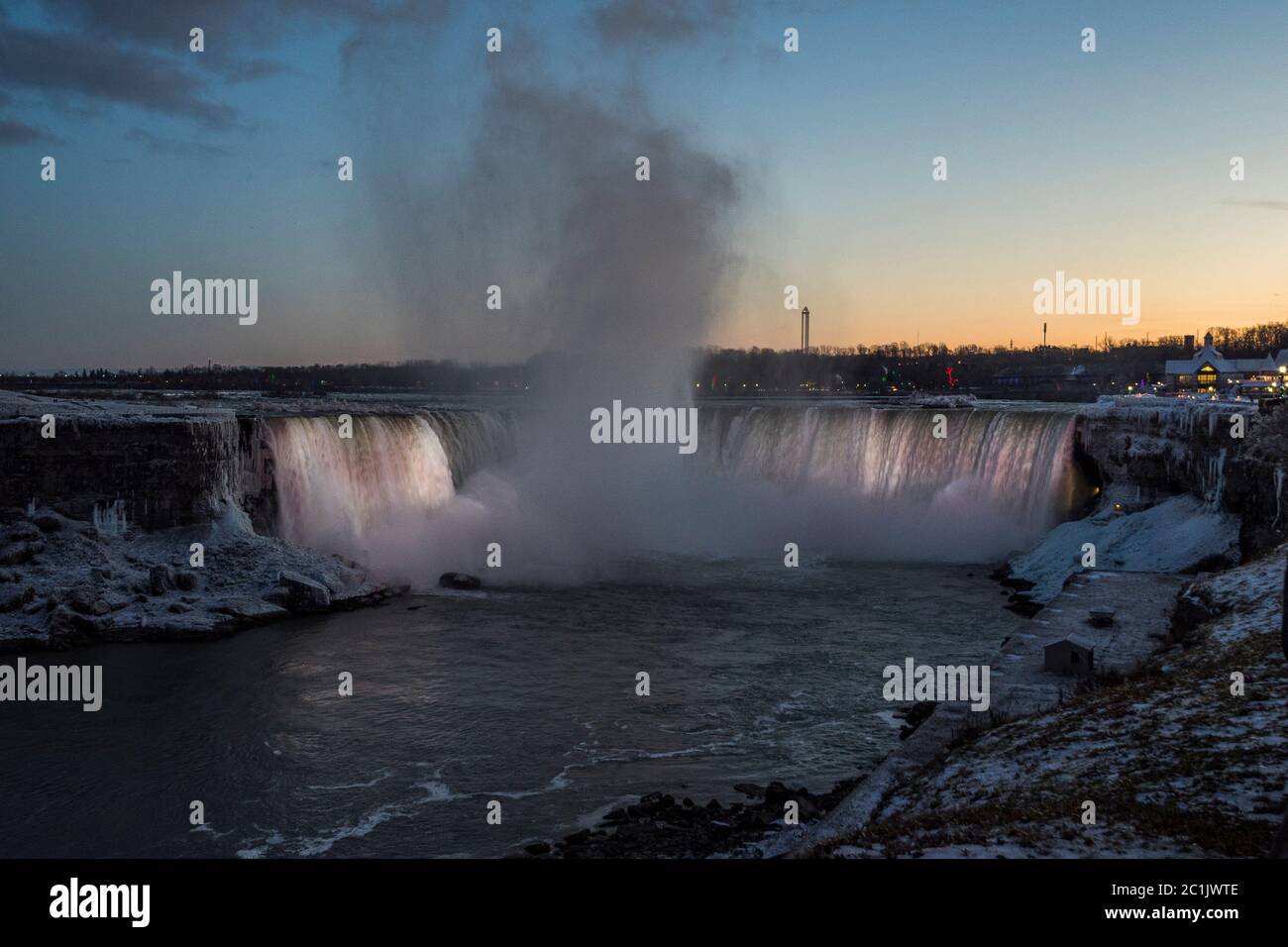 North America - Canada , Illuminated Waterfall at the Niagara Falls ...
