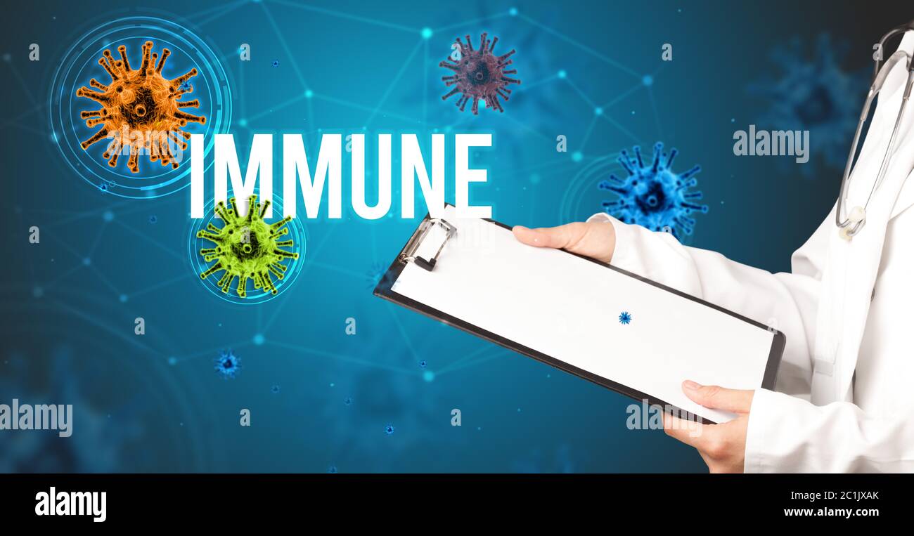 doctor prescribes a prescription with IMMUNE inscription, pandemic ...