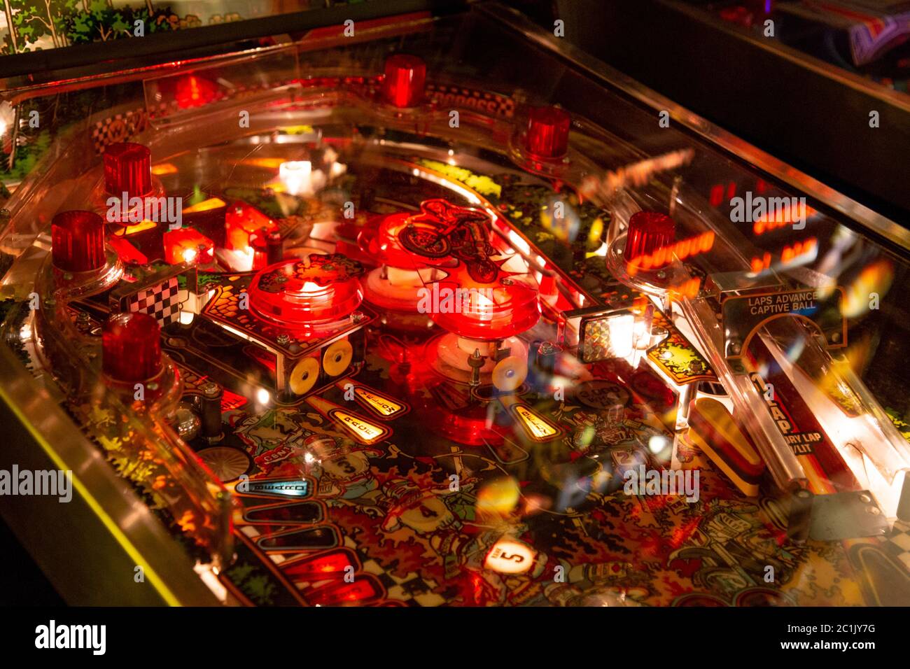 Budapest, Hungary - March 25, 2018: Pinball museum. Pinball table close ...