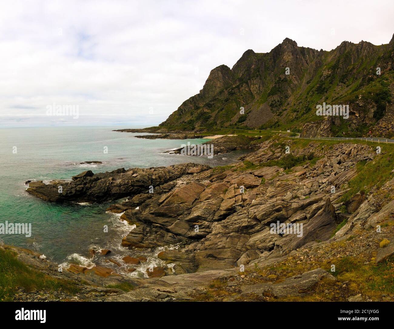 Landscape with coastline of Andoya island near Stave village ...