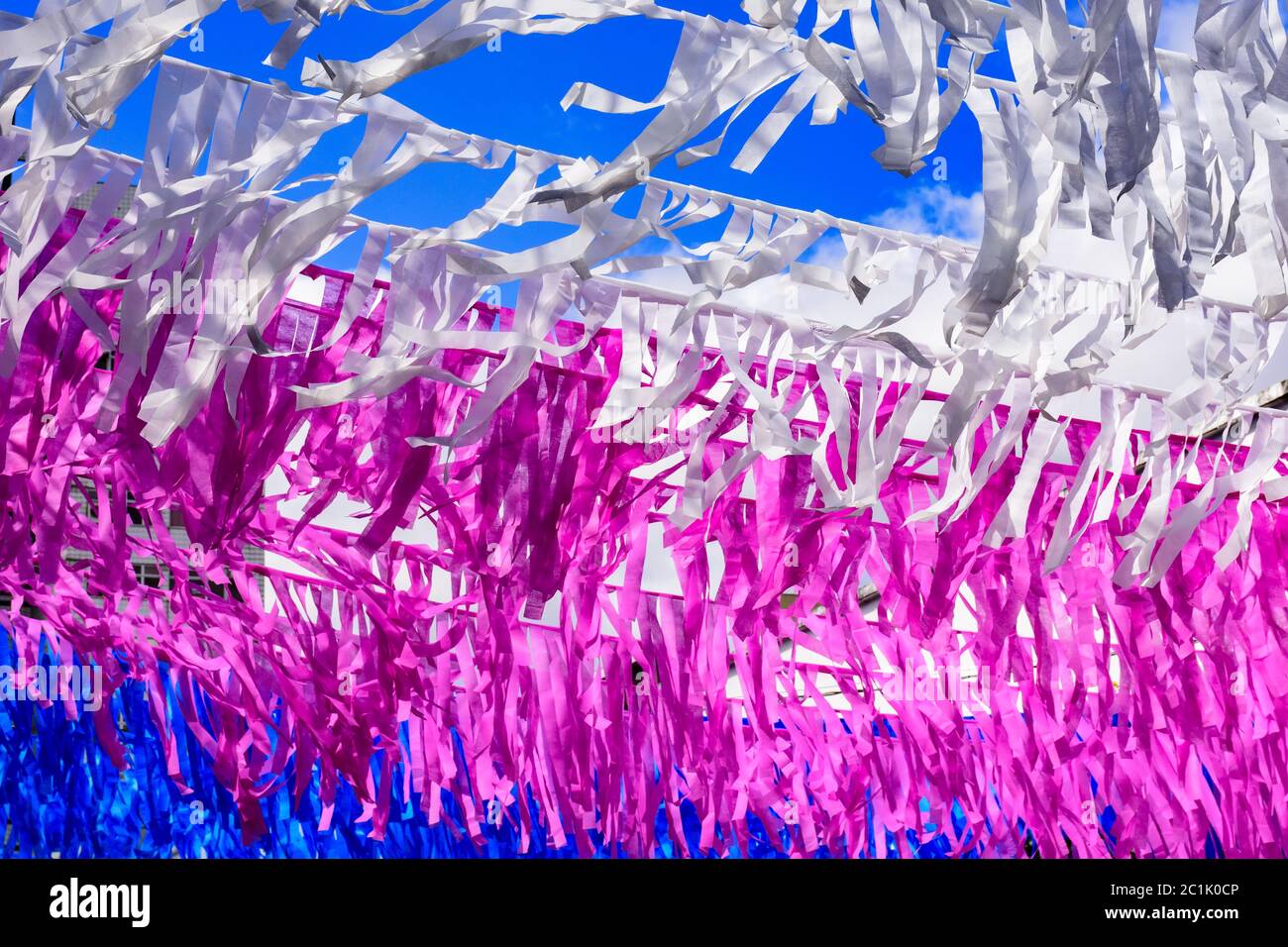 Colorful ribbons decorating a popular party Stock Photo - Alamy